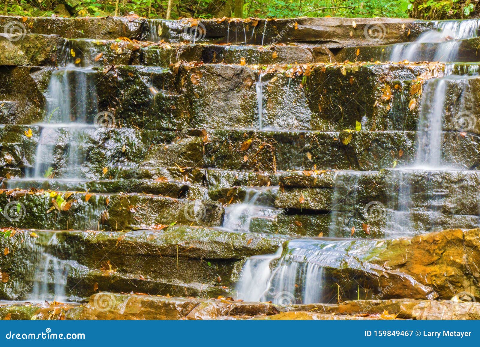 View of a Staircase Cascading Waterfall Stock Image - Image of equinox ...