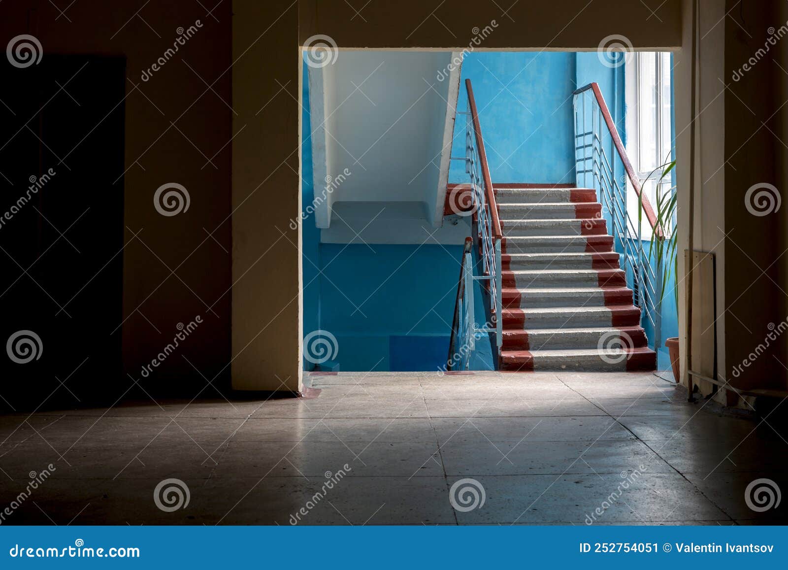 View of the Stairs Inside the Residential Building Stock Image - Image ...