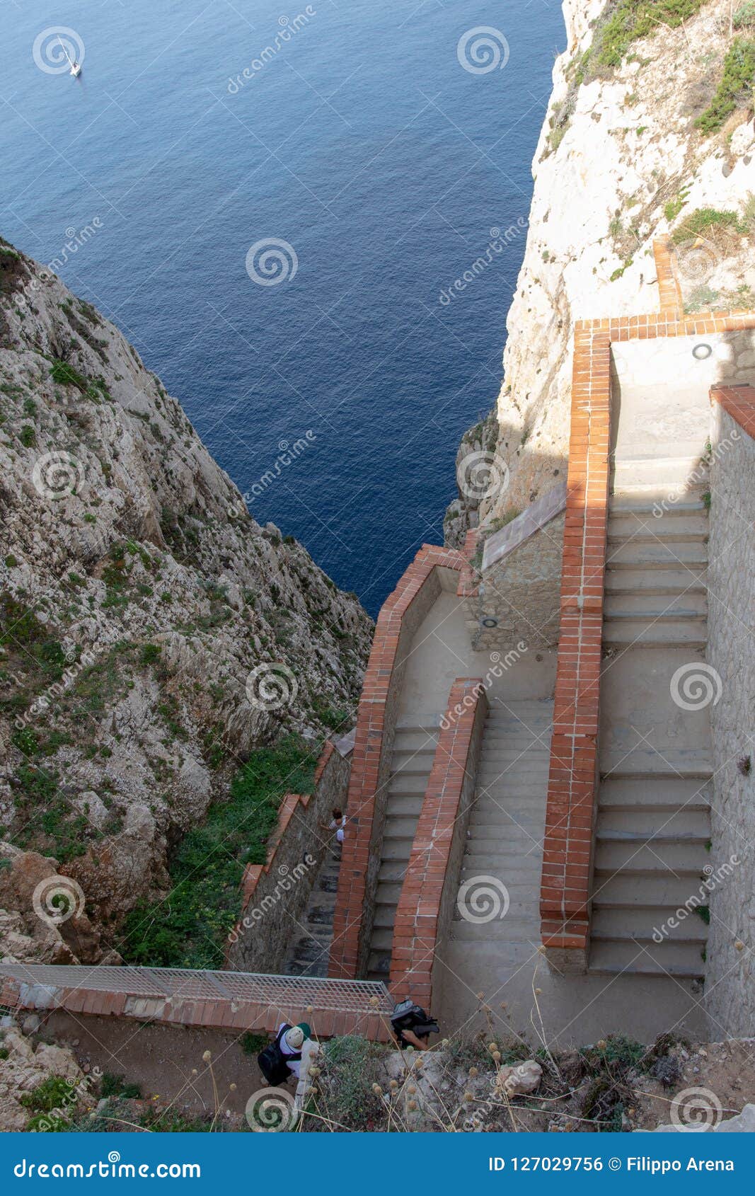 Stairs of Neptune Cave, Sardinia Italy Stock Photo - Image of europe ...