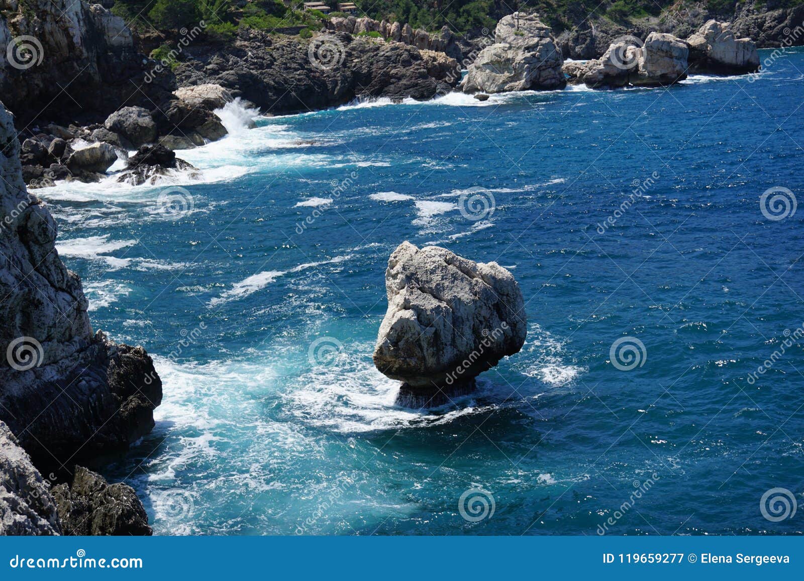 View of the Stand-alone Stone in the Sea, Whose Base Was Piled by Waves ...