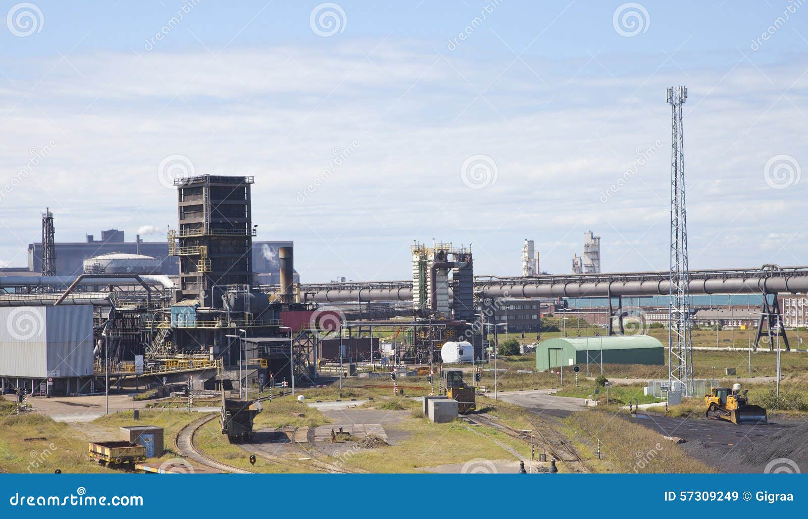 View at Steel Factory with Sky Stock Image - Image of pipelines ...