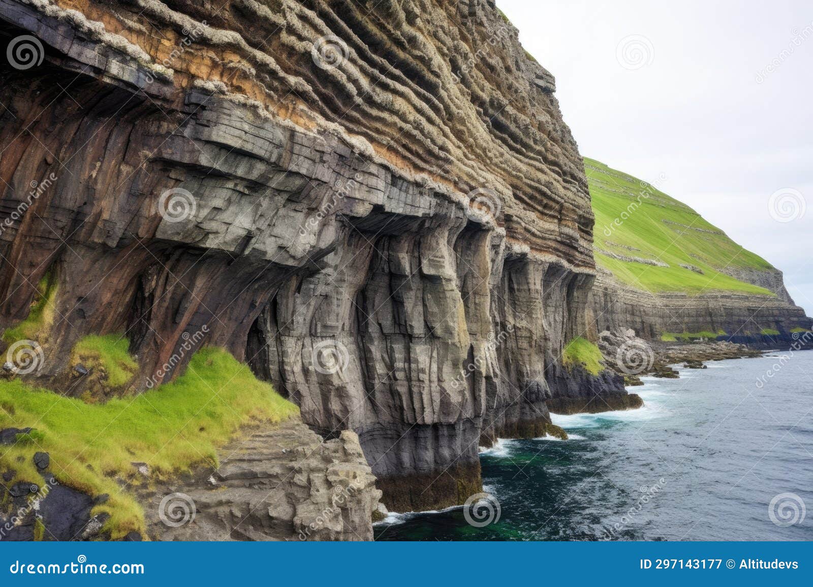 View of a steep lava cliff stock image. Image of rugged - 297143177
