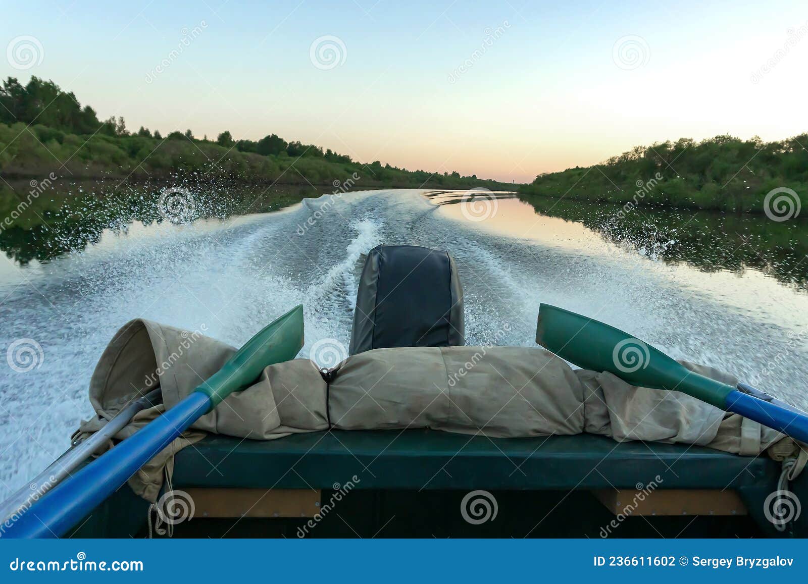 View of the Stern of a Boat that Sails on the River Stock Photo - Image ...