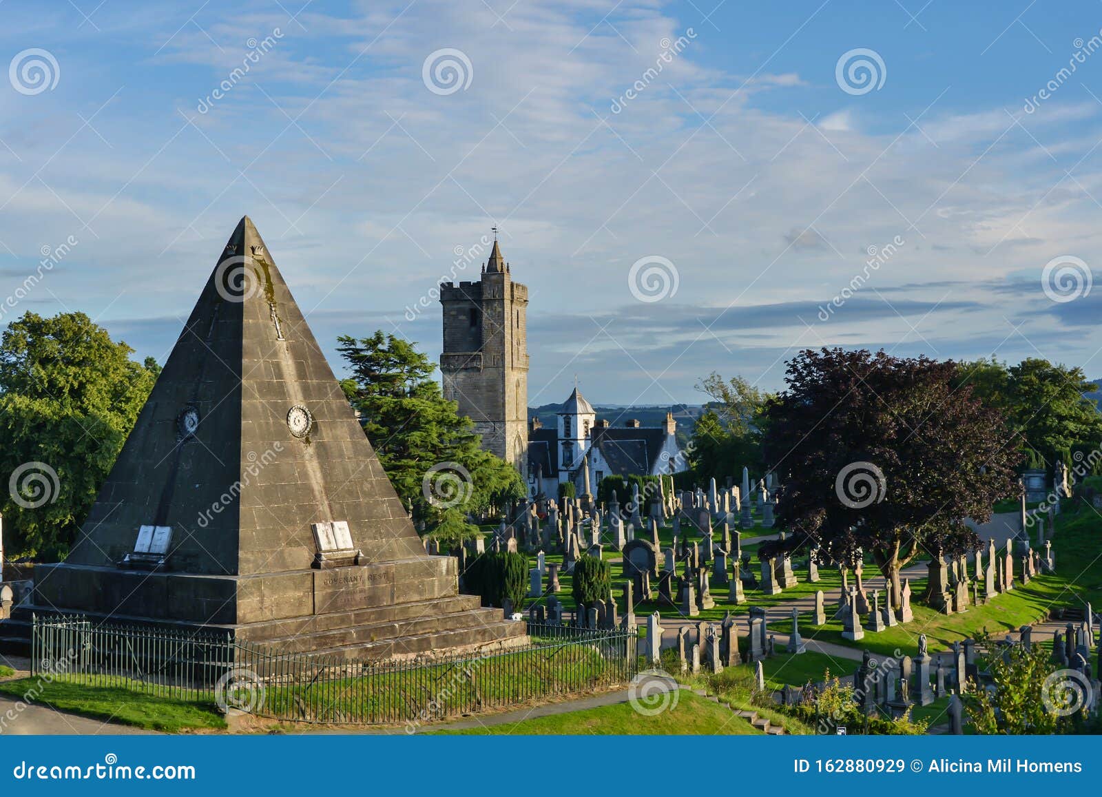 View of Stirling Cemetery in Scotland Stock Image - Image of ancient ...
