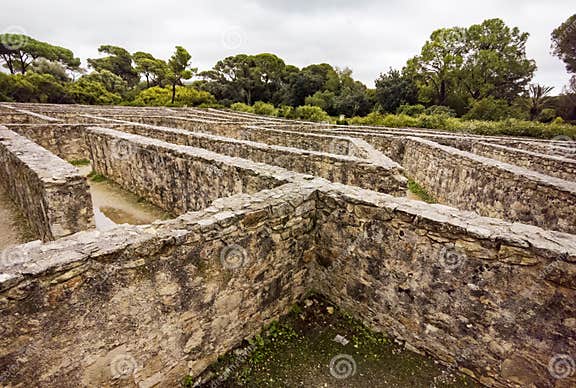 View of the Stone Maze of a Park in the Castle Stock Photo - Image of ...