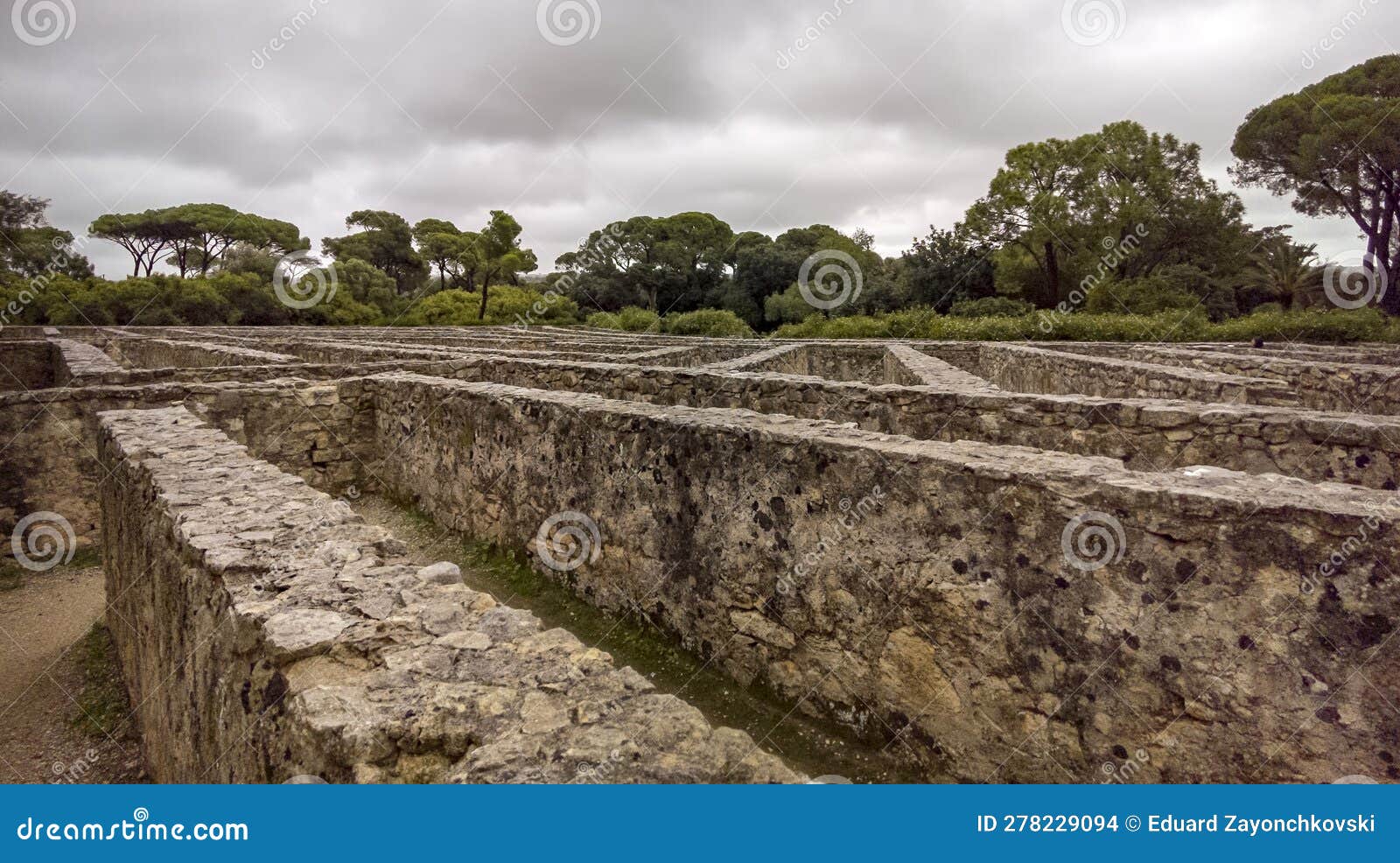Stone Maze of a Park in the Castle Stock Photo - Image of building ...