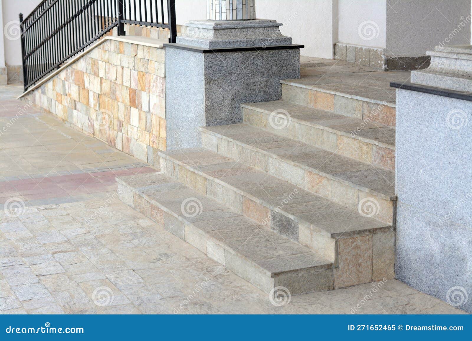View of Stone Outdoor Stairs with Ramp Stock Image - Image of object ...