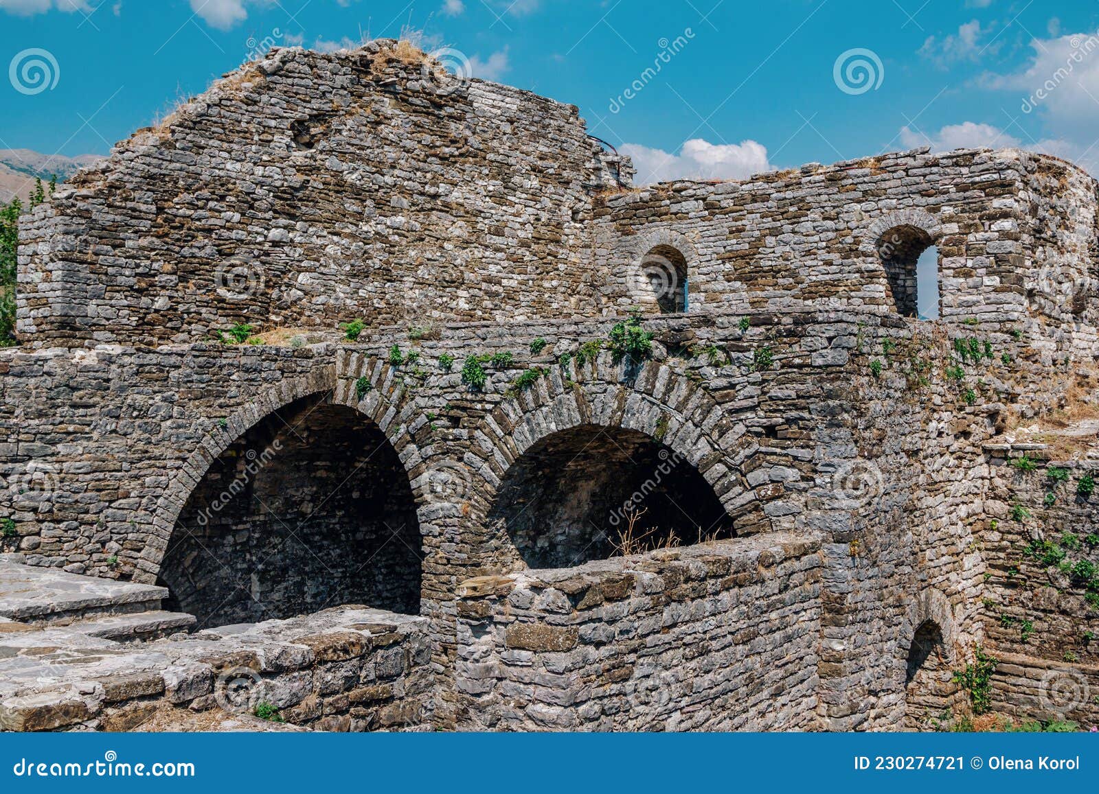 View of Stone Walls of Gjirokaster Castle Stock Image - Image of ...