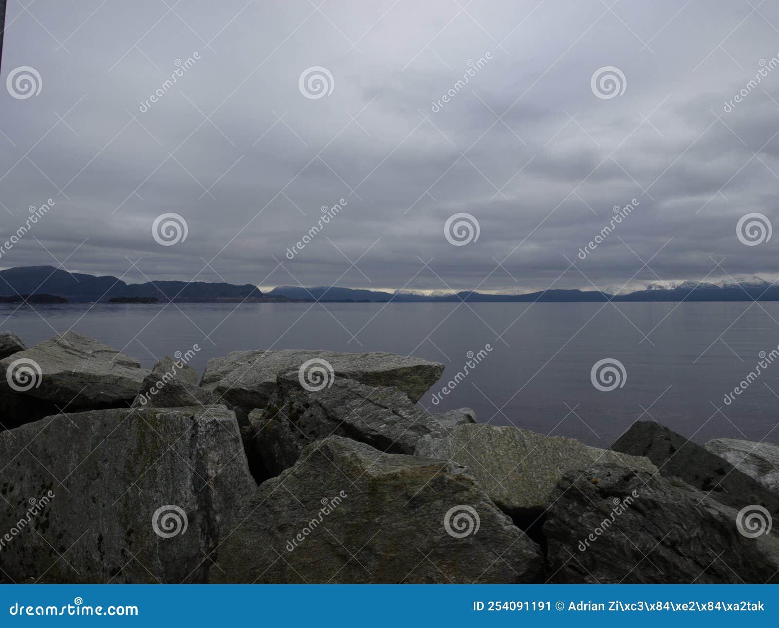 Fjord and stones stock image. Image of nature, fjord - 254091191