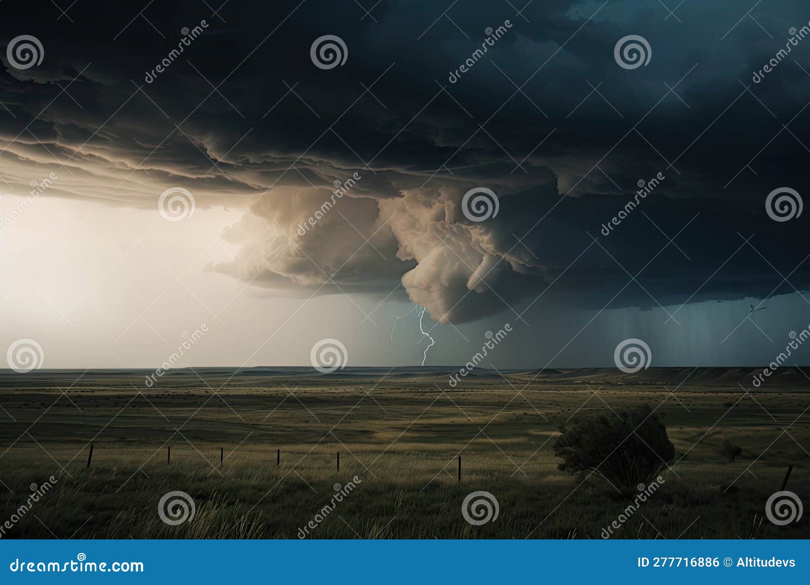 View of Storm Cloud with Lighting and Thunder Visible, in Dramatic ...