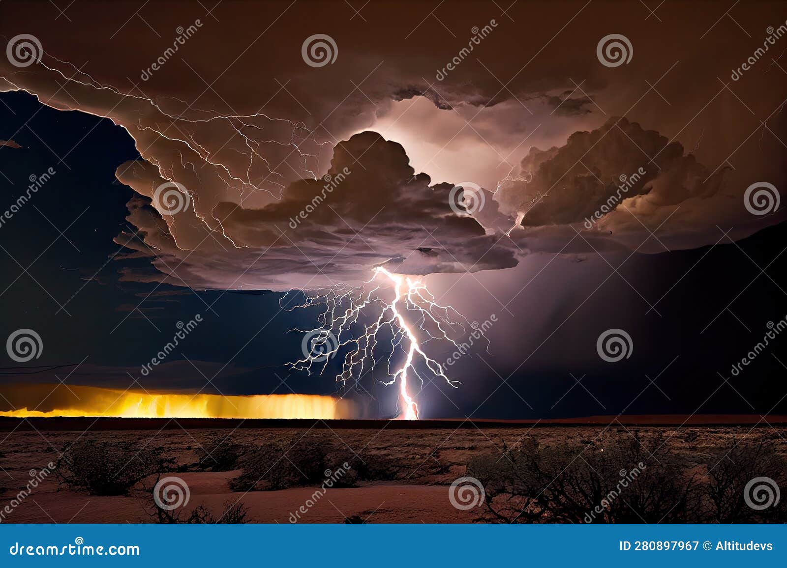 View of Storm with Lightning Flashing, Illuminating the Sky Stock Image ...
