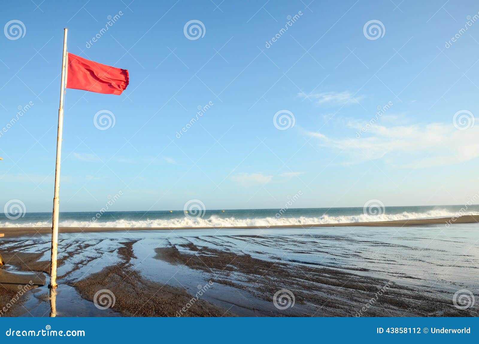 View of Storm Seascape and Red Flag Stock Photo - Image of ocean ...