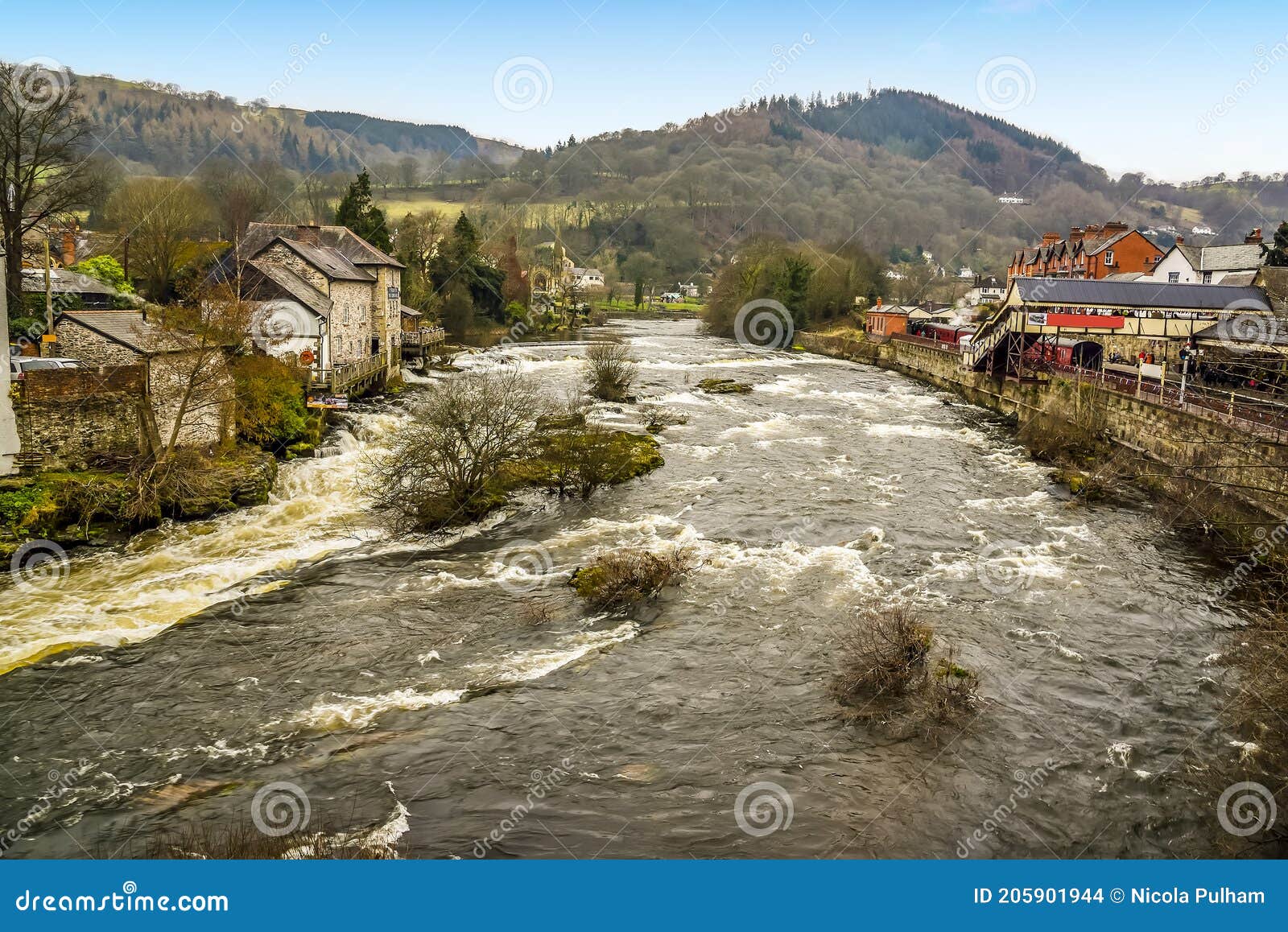 A View Straight Down the River Dee from the Llangollen Bridge in ...