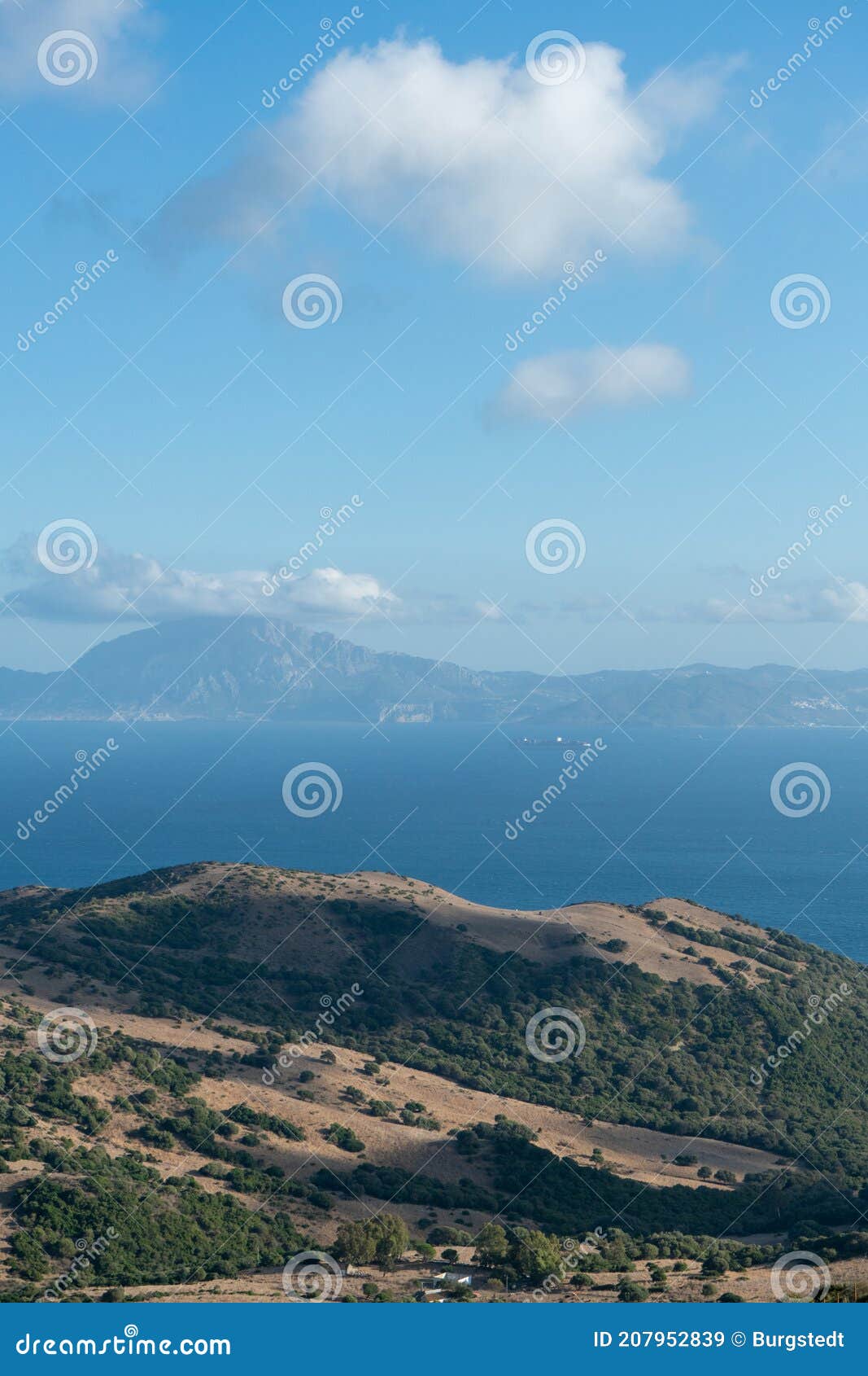 View of the Strait of Gibraltar from a Mountain with the View of the ...
