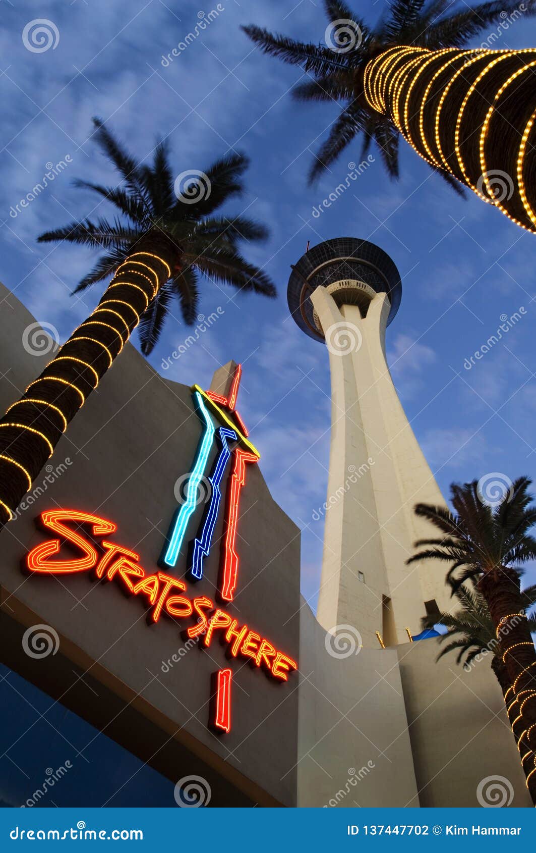 An Angled View of the Stratosphere Hotel Tower from Below. Editorial ...