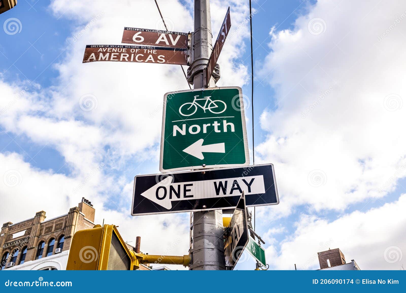Street signs in the city stock photo. Image of signs - 206090174