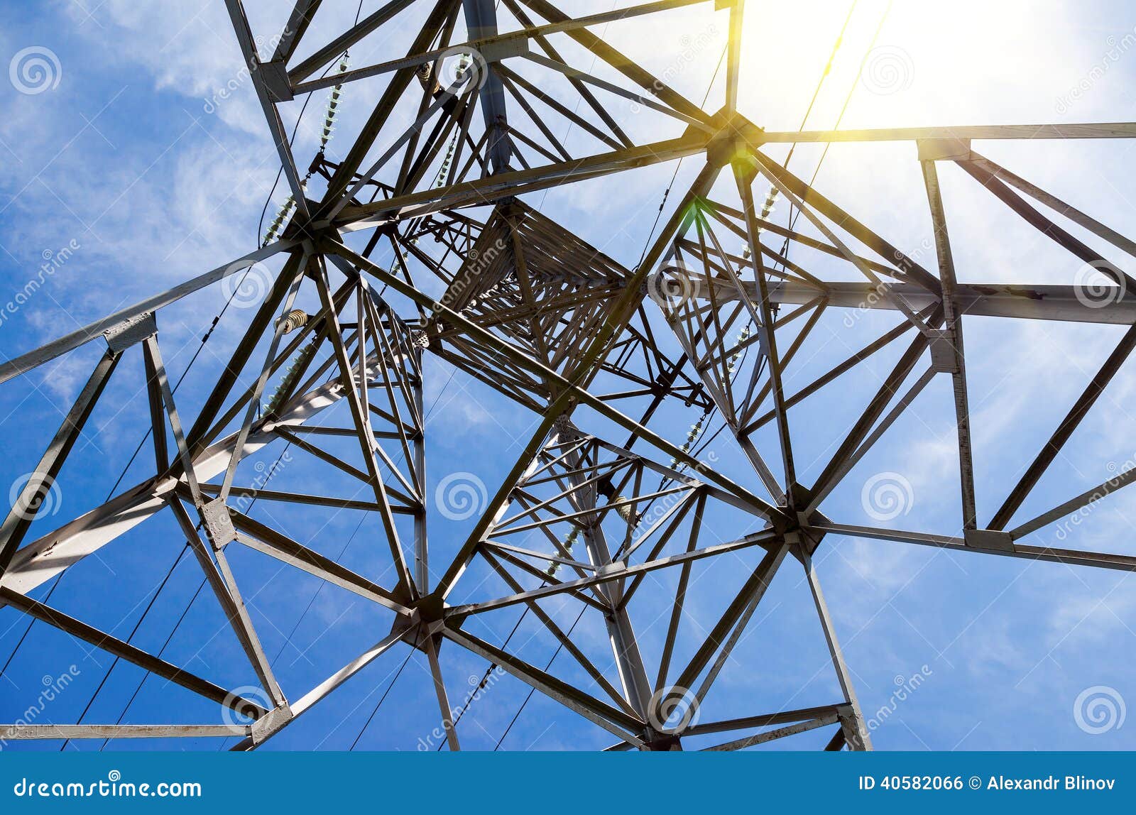 View of the Structure Under Power Transmission Tower Stock Photo ...