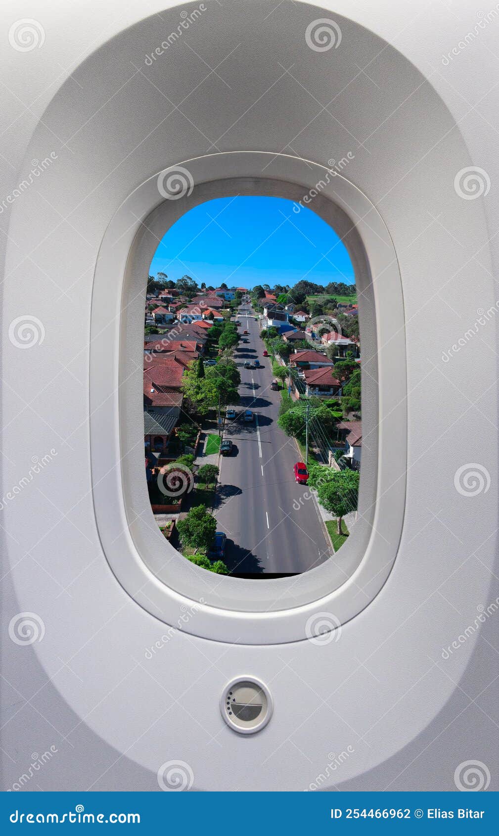 View of Suburban Sydney Australia from Airplane Window Stock Photo ...