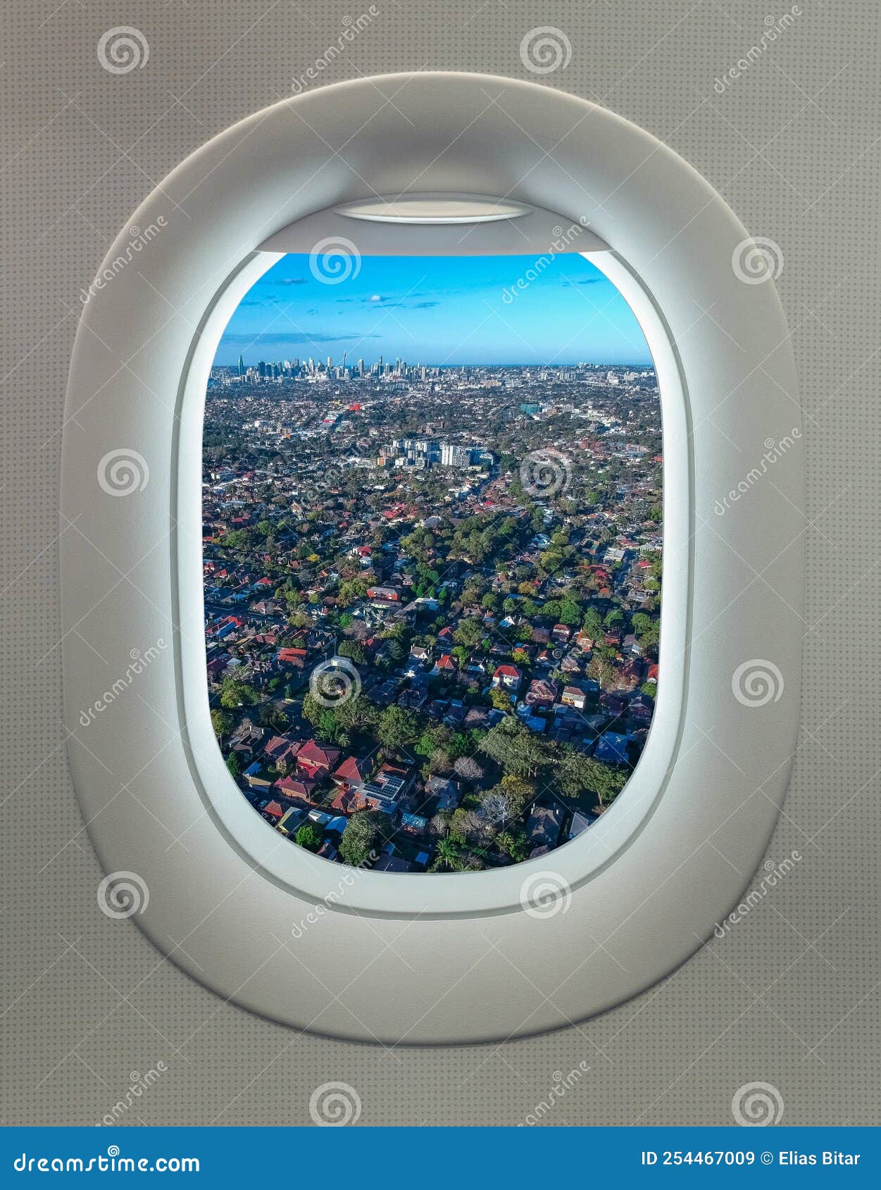View of Suburban Sydney Australia from Airplane Window Stock Image ...