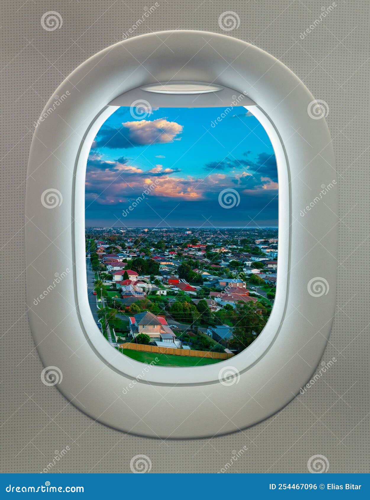 View of Suburban Sydney Australia from Airplane Window Stock Photo ...