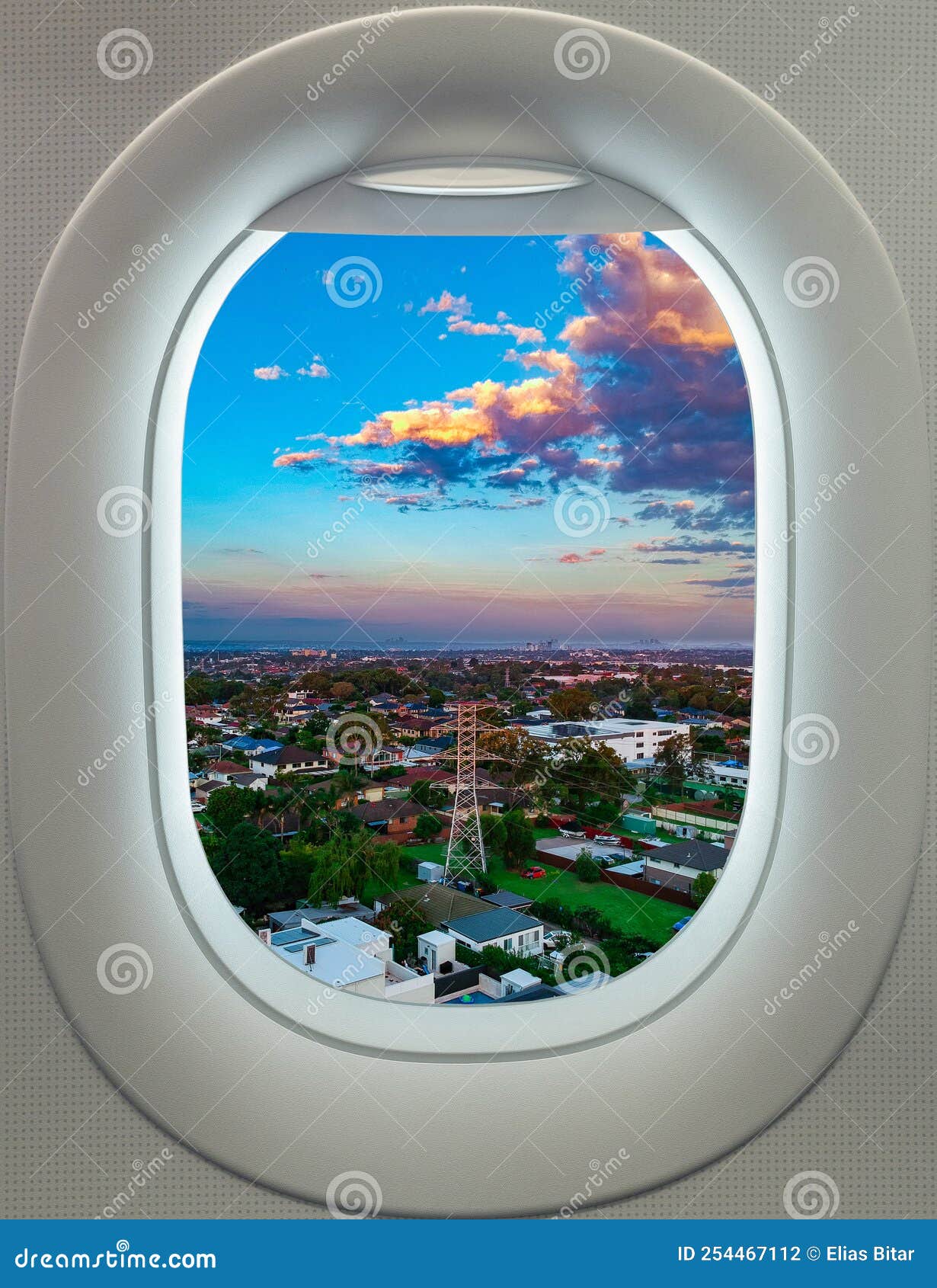 View of Suburban Sydney Australia from Airplane Window Stock Photo ...