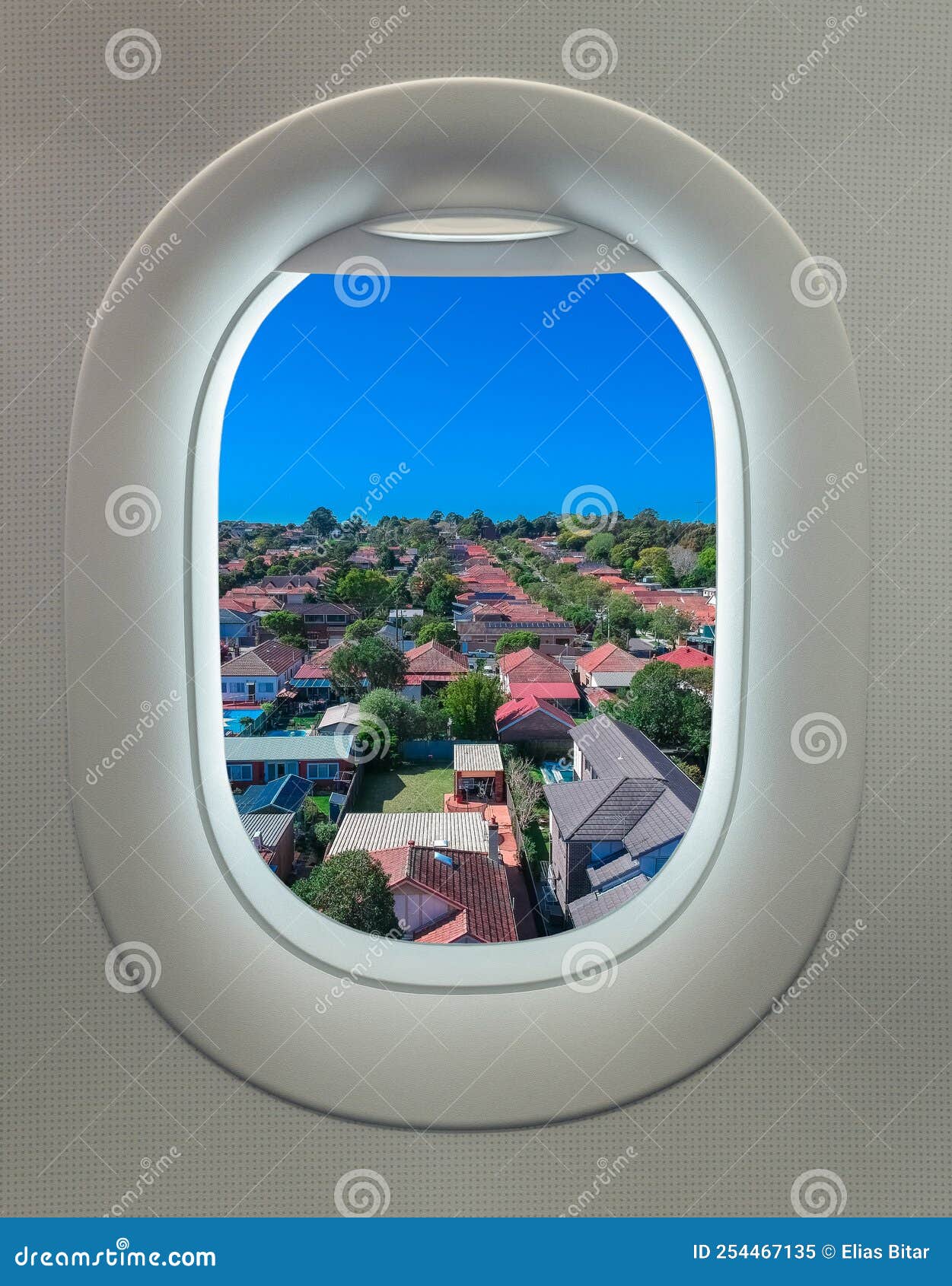 View of Suburban Sydney Australia from Airplane Window Stock Image ...