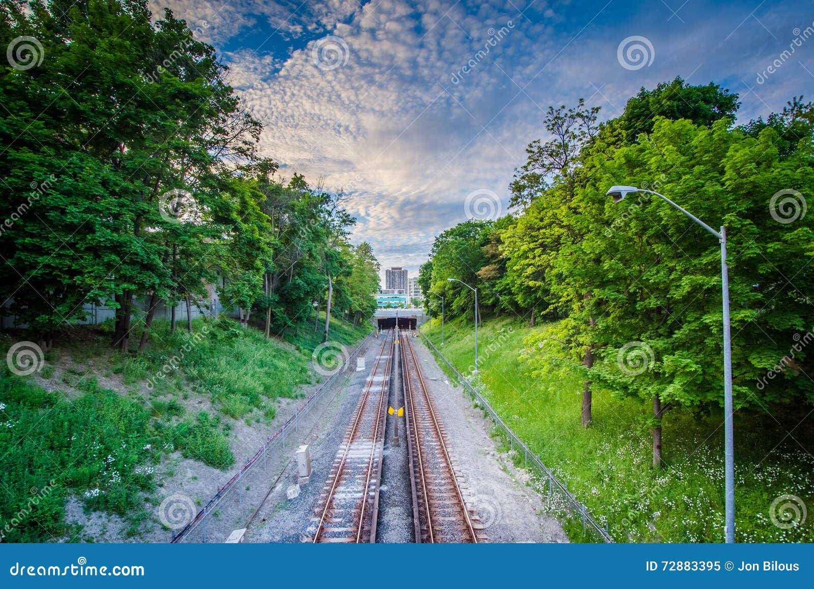 View of Subway Tracks in Midtown, Toronto, Ontario. Stock Image - Image ...