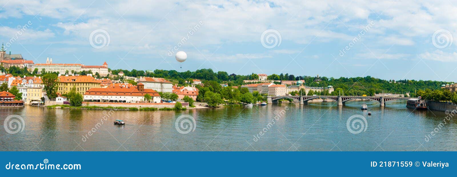 View on Summer Prague Above River Vltava Stock Image - Image of culture ...
