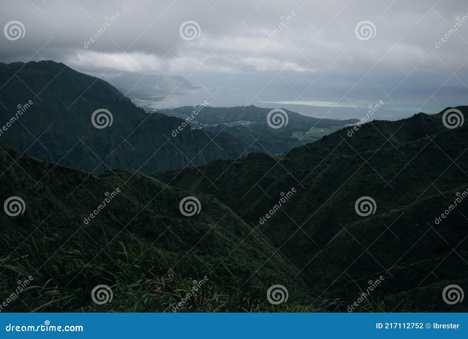 View from the Summit of the Koolau Mountain Range on the Island of Oahu ...