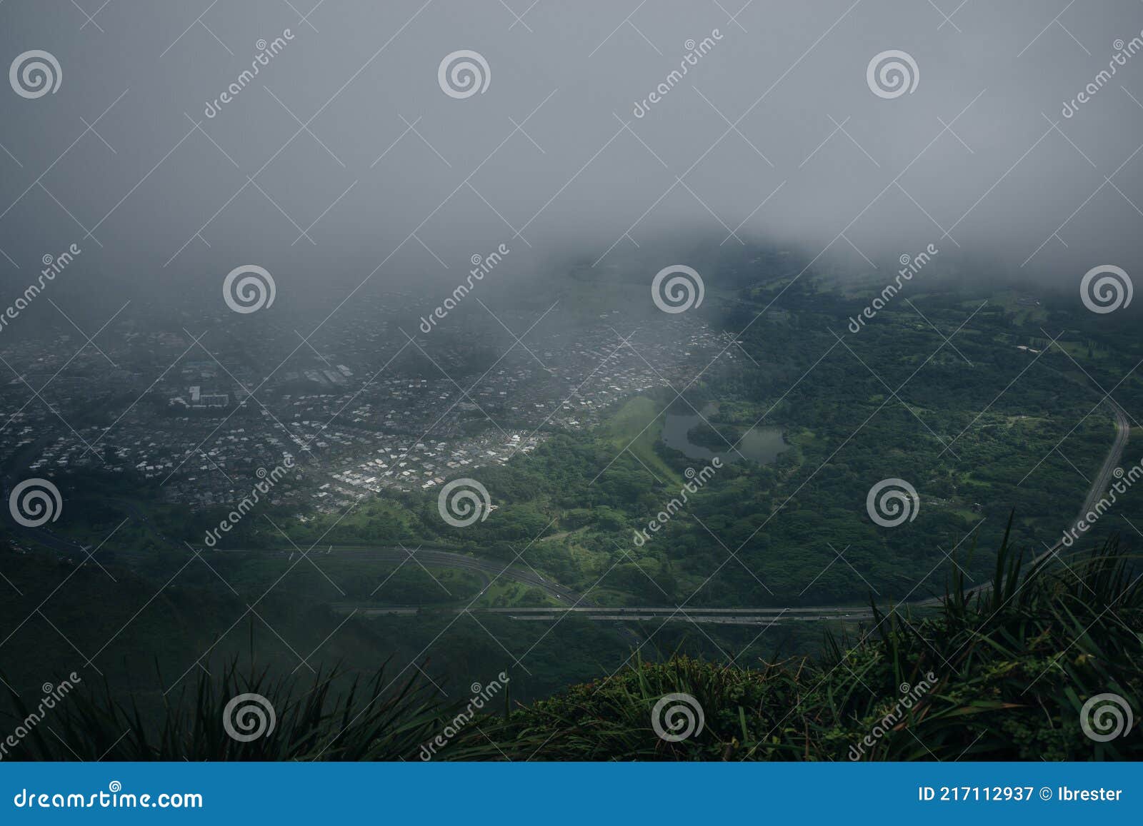 View from the Summit of the Koolau Mountain Range on the Island of Oahu ...