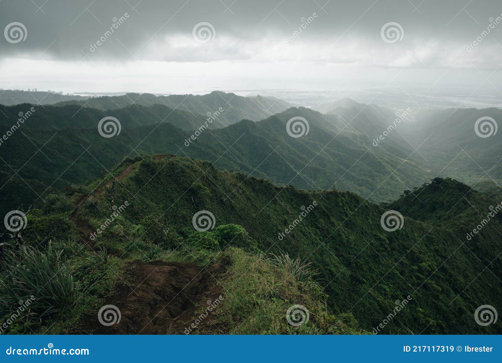View from the Summit of the Koolau Mountain Range on the Island of Oahu ...