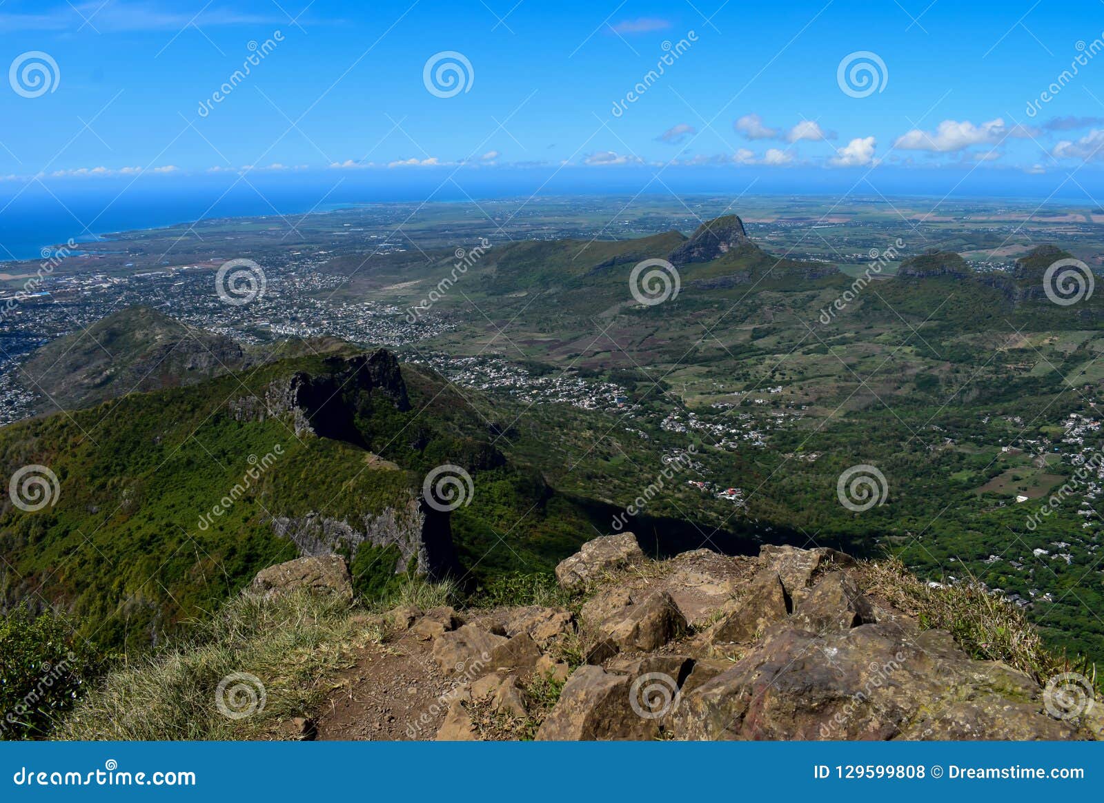 View from the Summit of Le Pouce Mountain Stock Photo - Image of tree ...