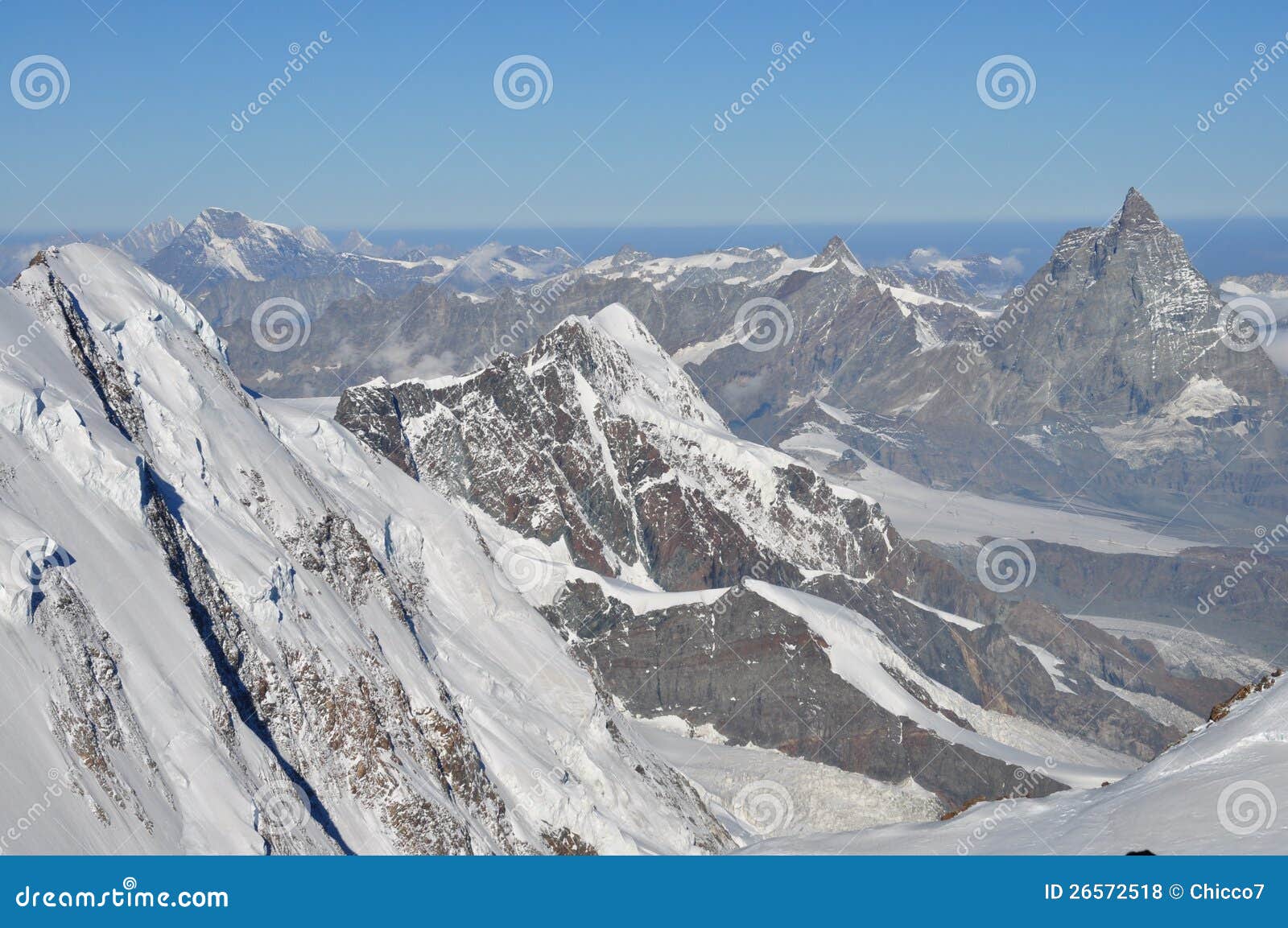 View from the Summit of Mount Rosa Stock Photo - Image of adventure ...