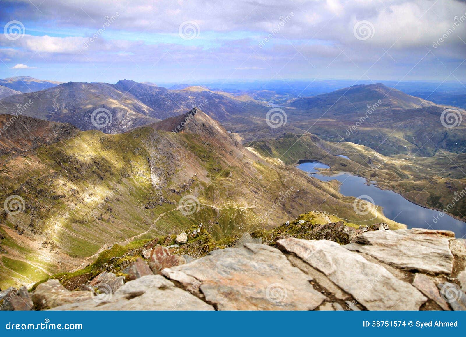 View from Summit of Mount Snowden Stock Photo - Image of rocks, summit ...