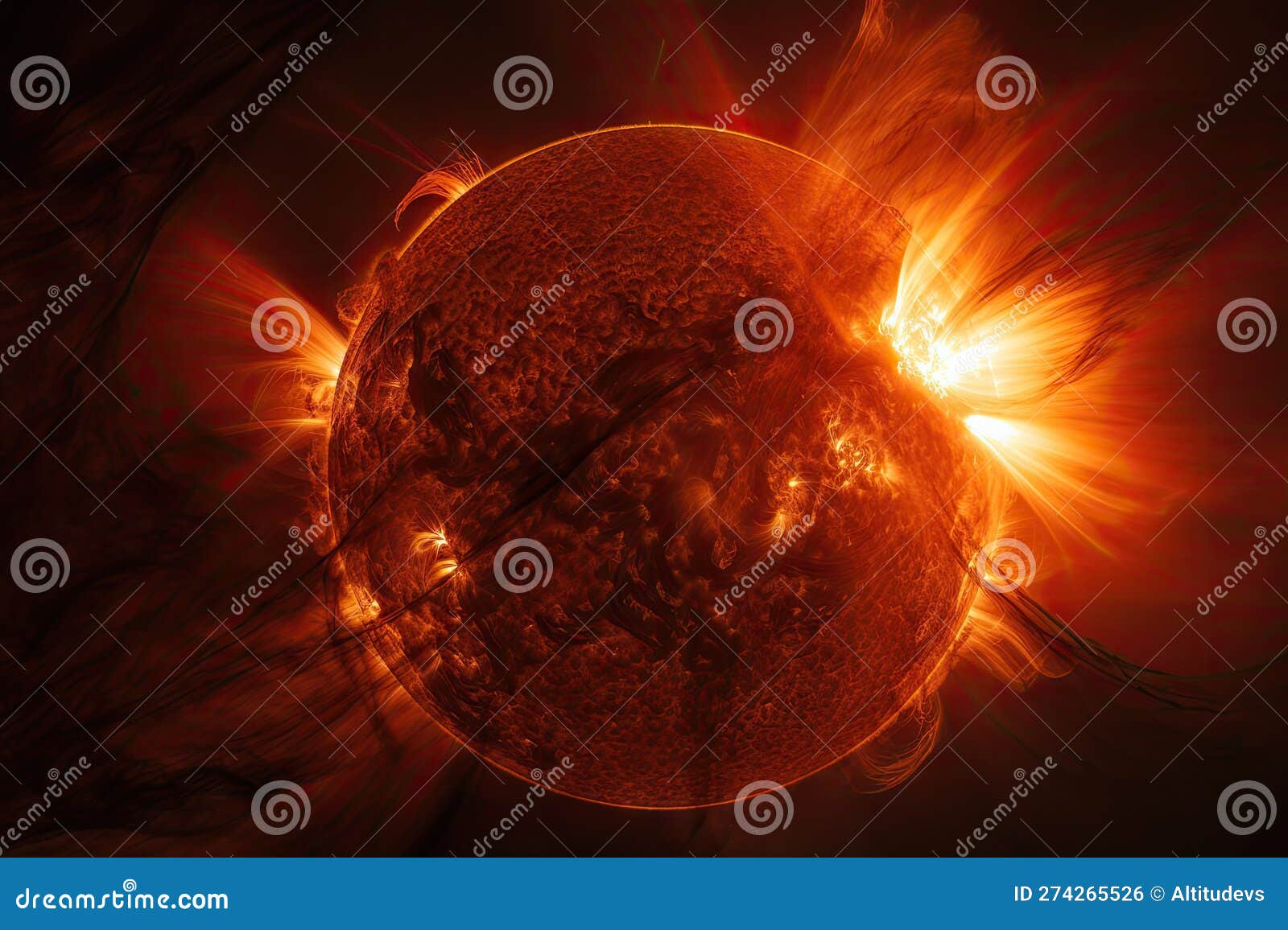 The Sun, With Flares And Coronal Loops Visible, And The Moon In The ...