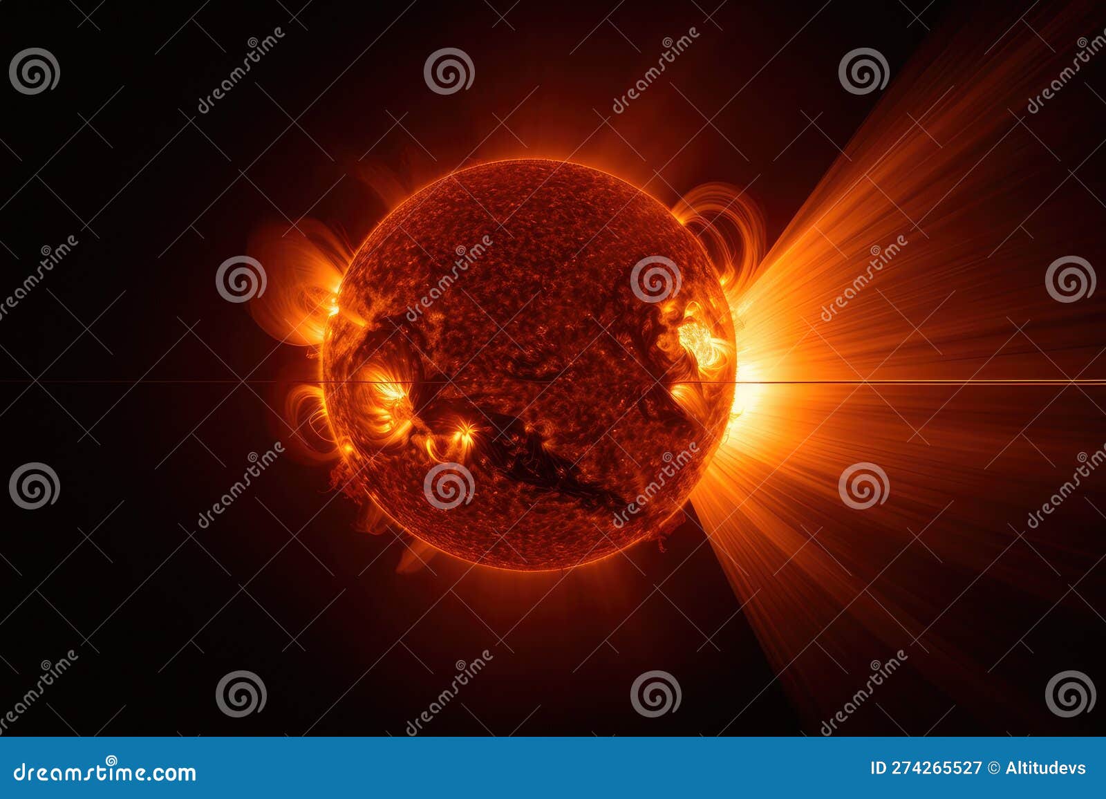 The Sun, With Flares And Coronal Loops Visible, And The Moon In The ...
