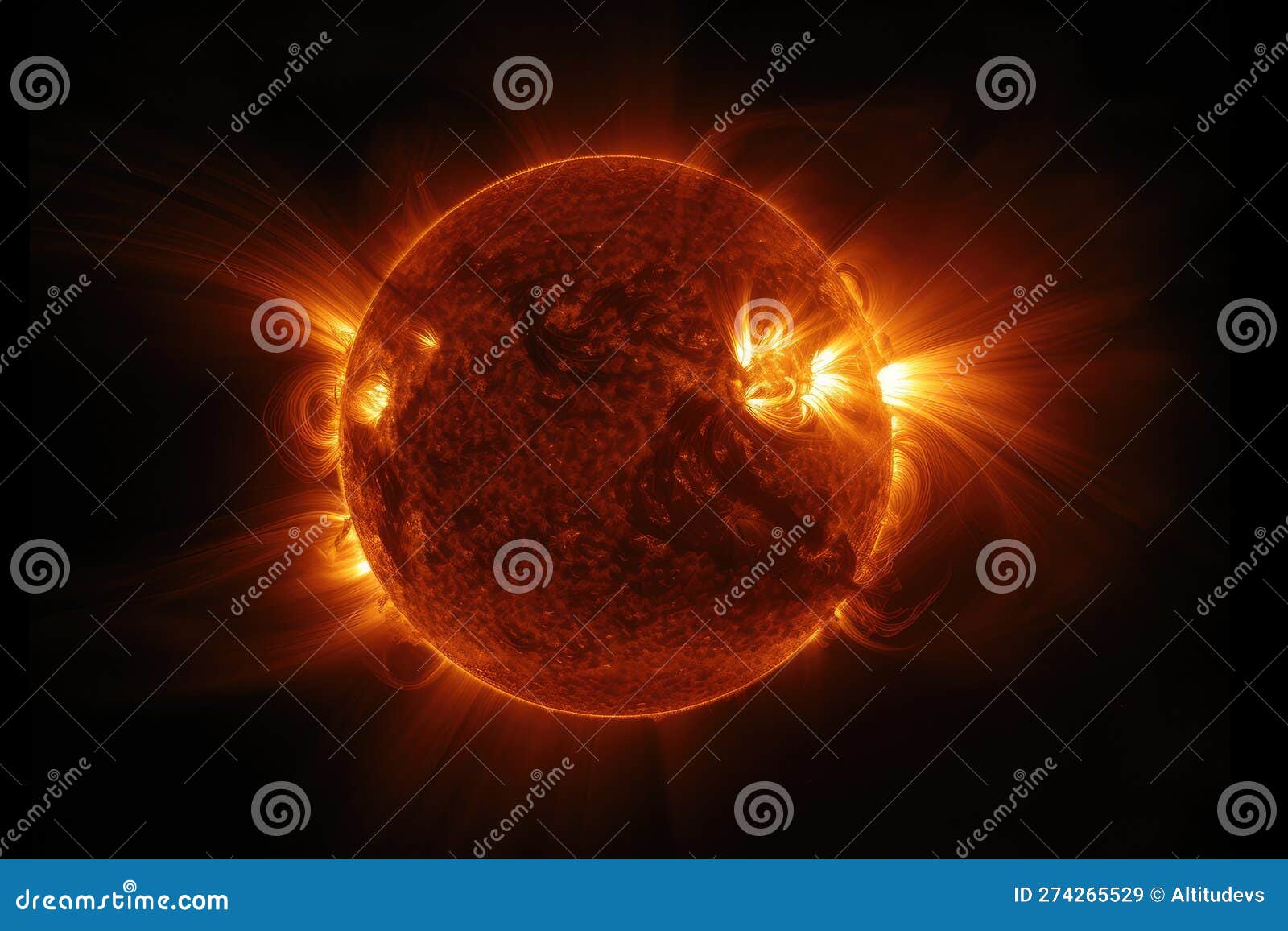The Sun, With Flares And Coronal Loops Visible, And The Moon In The ...