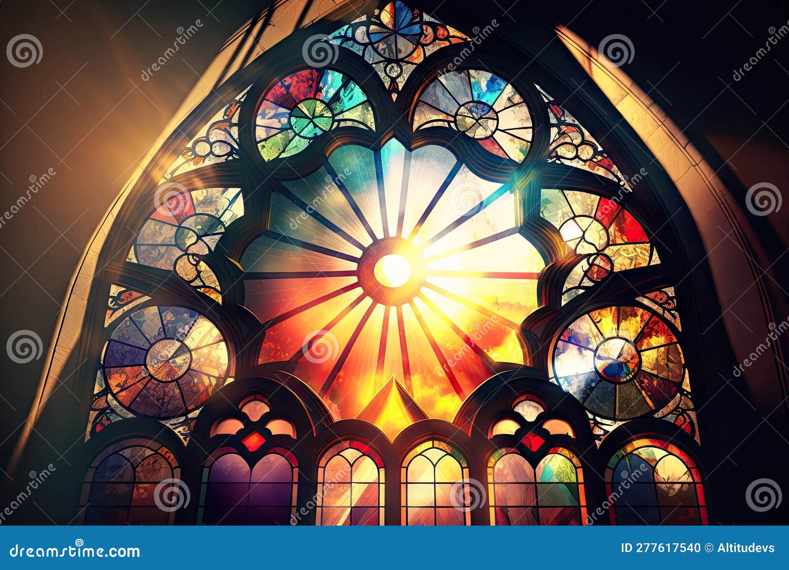 A View of the Sun S Rays Shining through a Stained Glass Window Stock ...
