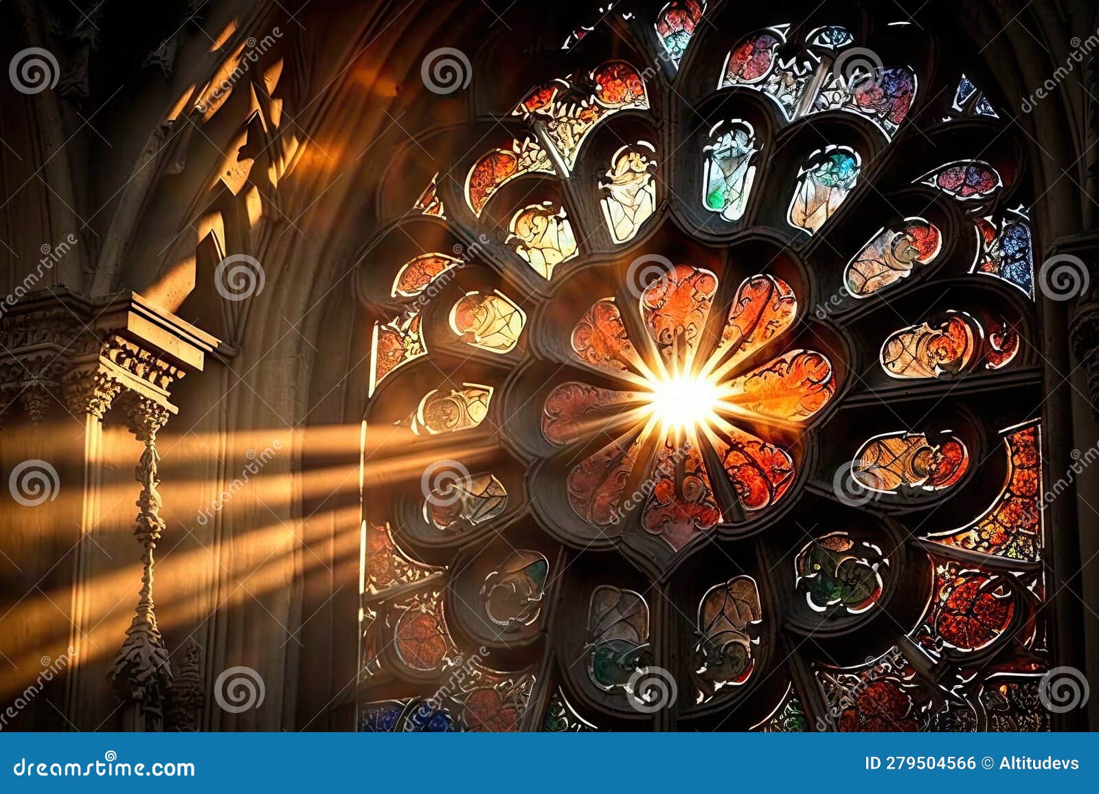 A View of the Sun S Rays Shining through a Stained Glass Window Stock ...