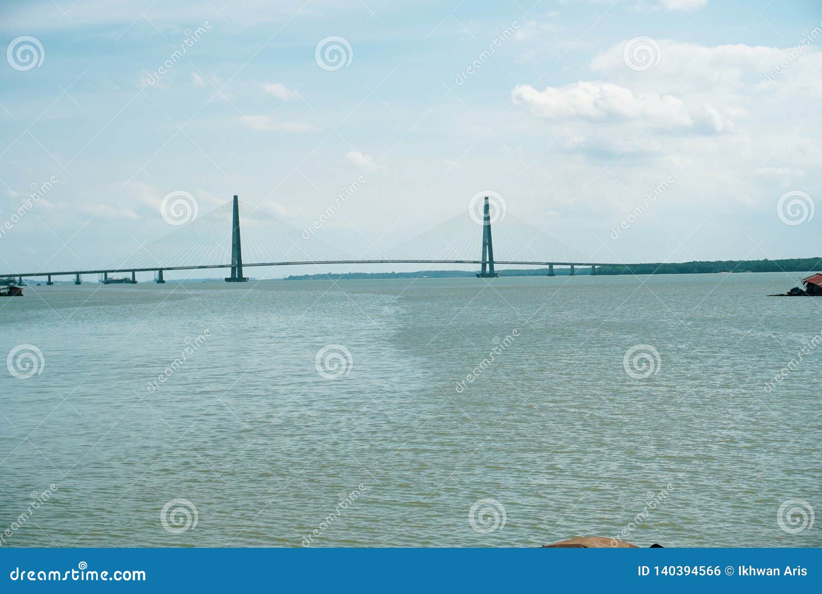 A View of Sungai Johor Bridge Stock Photo - Image of coast, beautiful ...