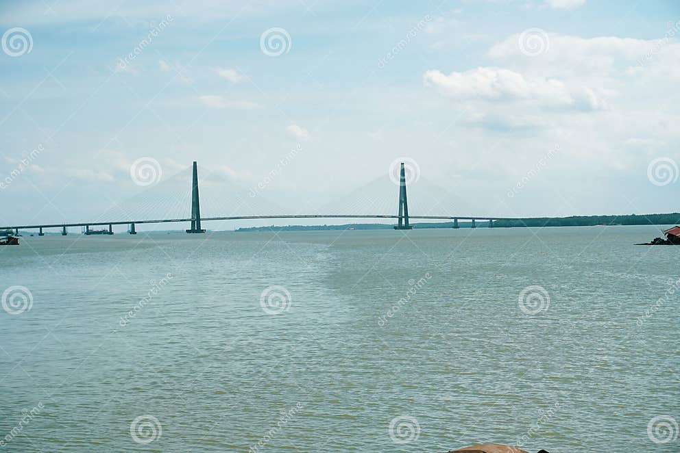 A View of Sungai Johor Bridge Stock Photo - Image of coast, beautiful ...