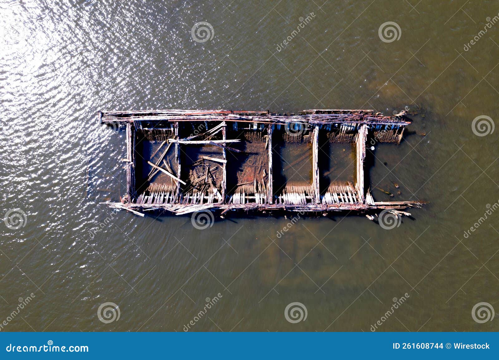 View of the Sunken Ship from a Drone. Providence River, Green Jacket ...