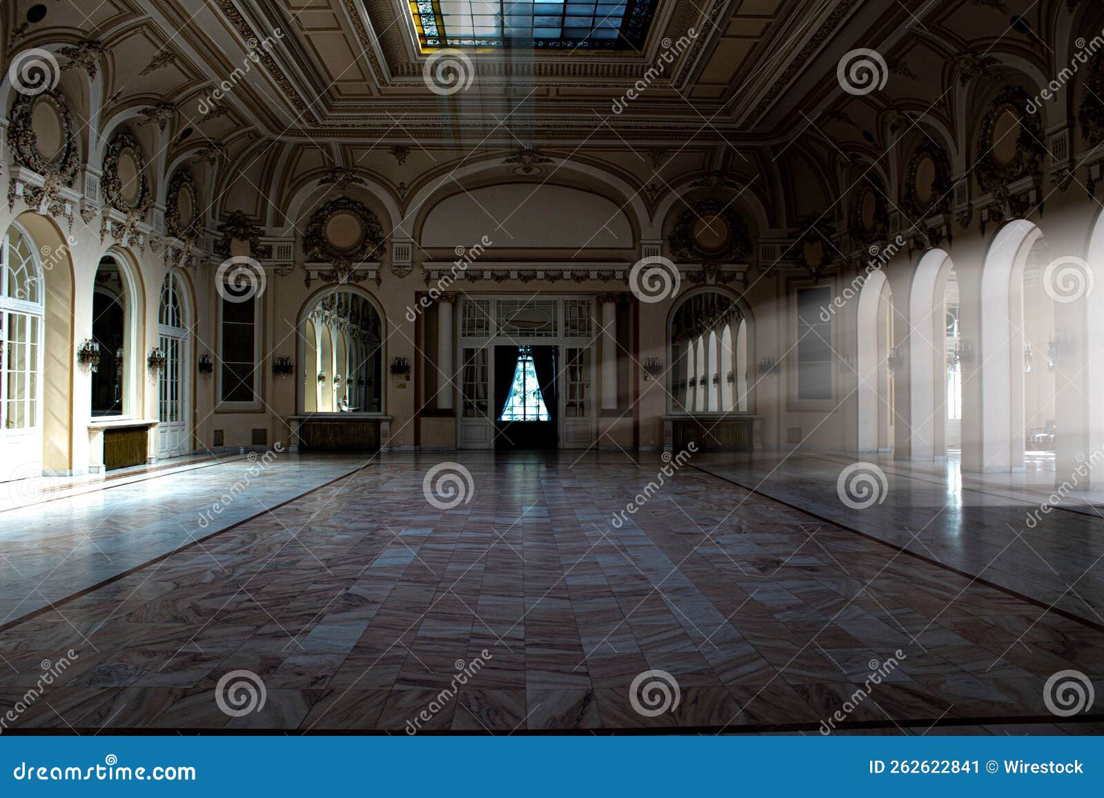 View of Sunlight Entering from the Window Arches To an Empty Medieval ...