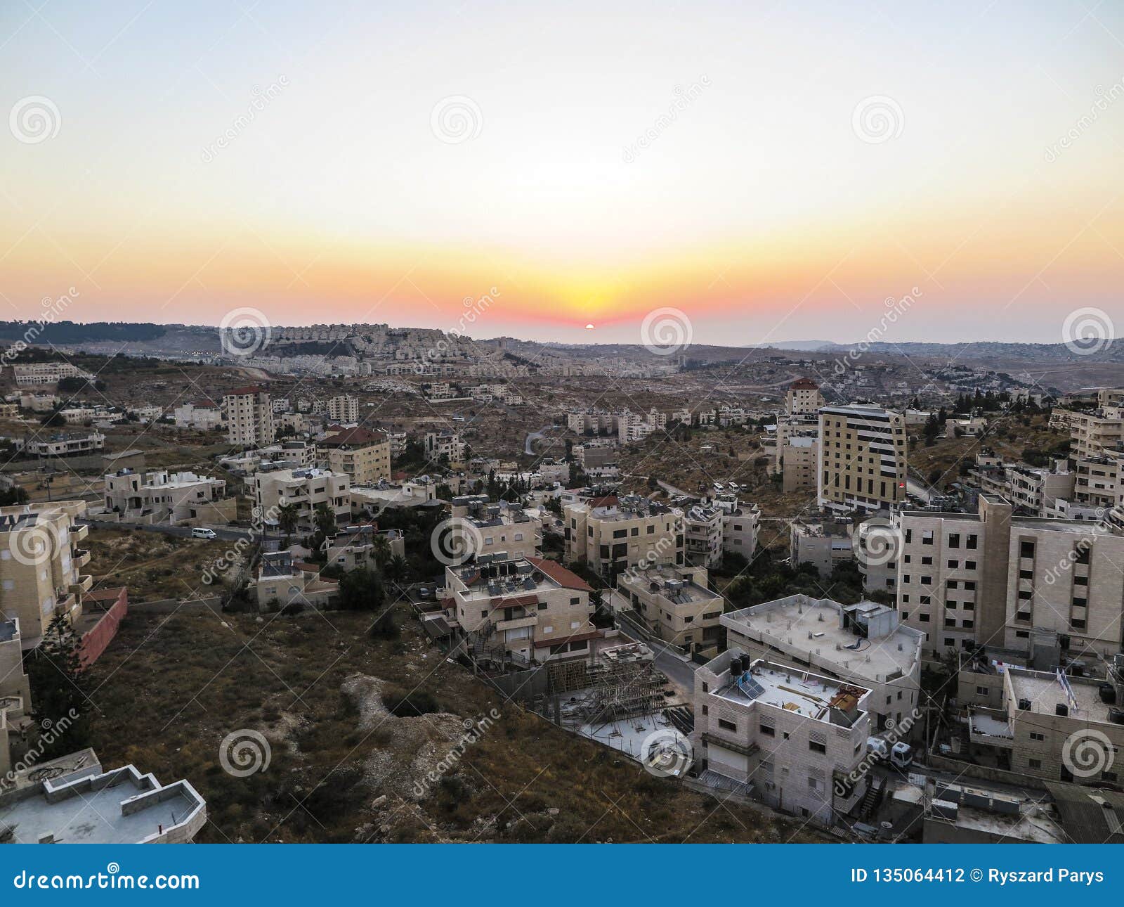 View of Sunrise Over the New Part of Bethlehem Editorial Photography ...