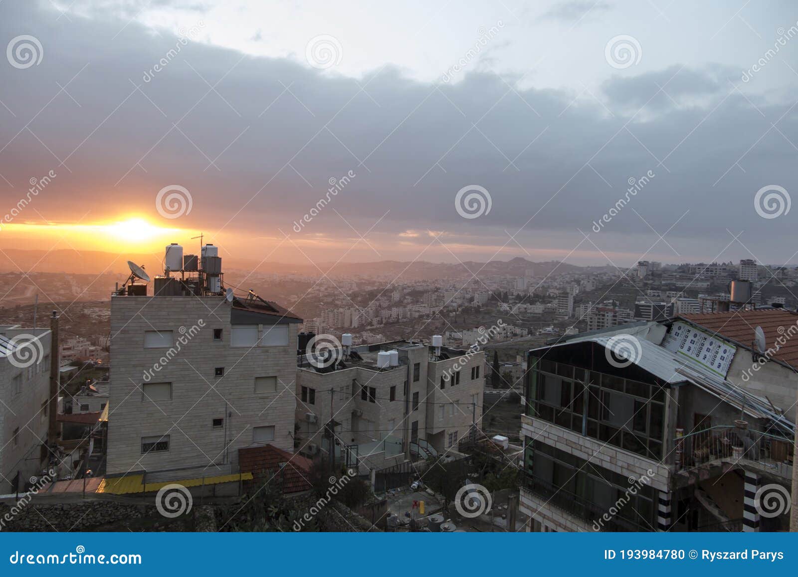 View of Sunrise Over the New Part of Bethlehem Editorial Image - Image ...