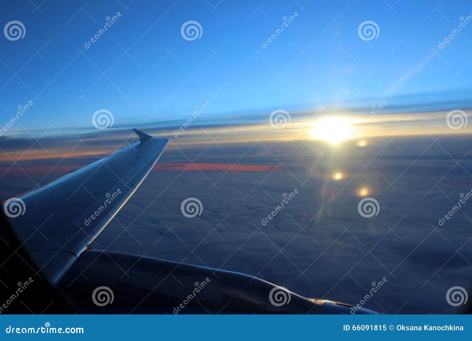 View of the Sunrise from the Plane Stock Image - Image of silhouette ...