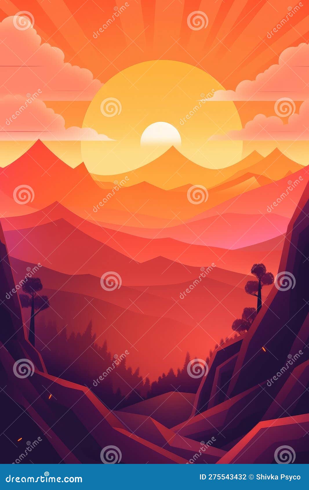 View of Sunrise with Sun Beams Landscape Generative AI Stock ...