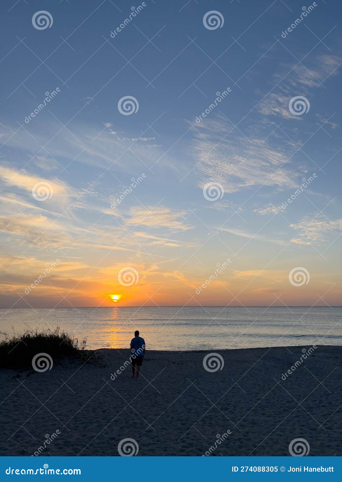 A View of a Sunset on the Beach at Siesta Key, Florida with a Blue ...