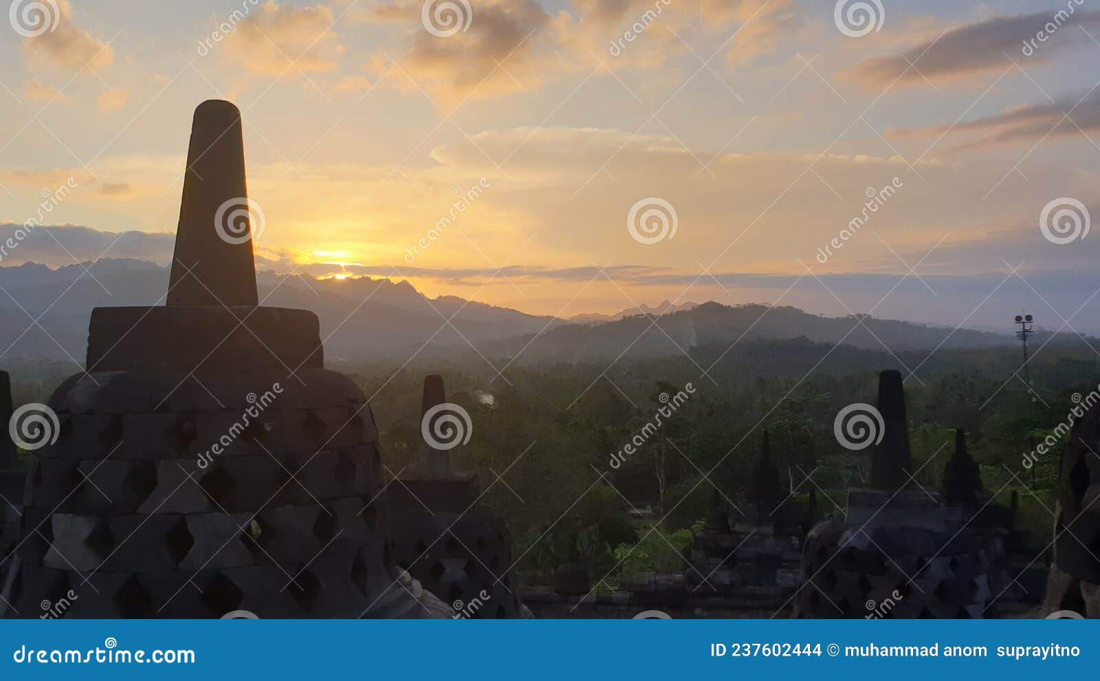 View Sunset of Borobudur Temple Stock Photo - Image of borobudur ...