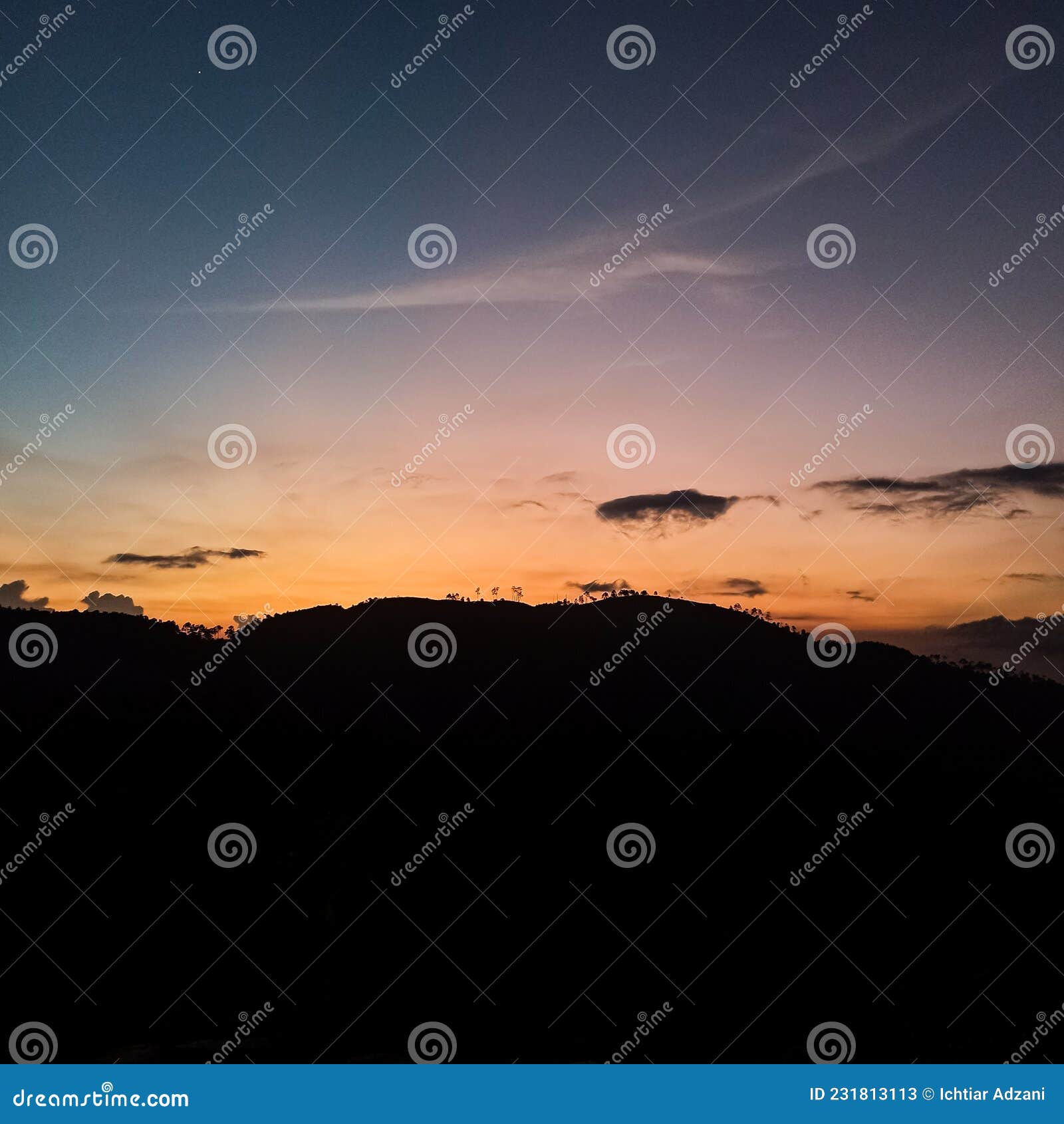 The View of the Sunset on the Hill Stock Image - Image of view ...